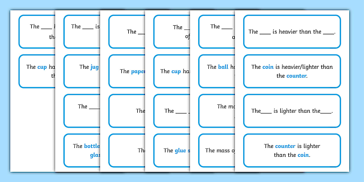 👉 Y1 Mass and Volume Stem Sentences - Twinkl