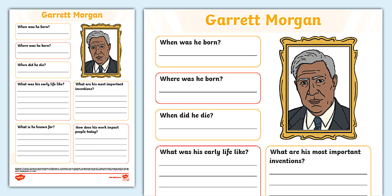 KS1 Garrett Morgan Fact File Template - Twinkl