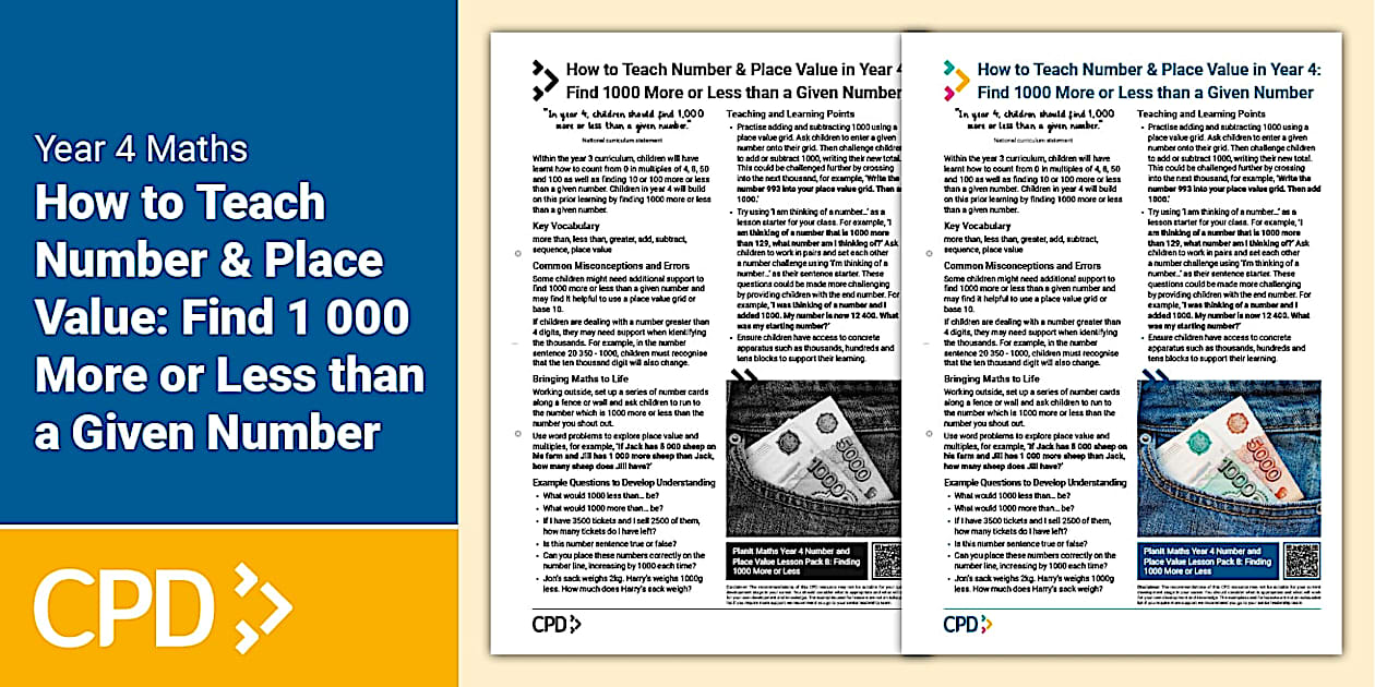 How to Teach Number and Place Value in Year 4: Find 1000 More or Less ...