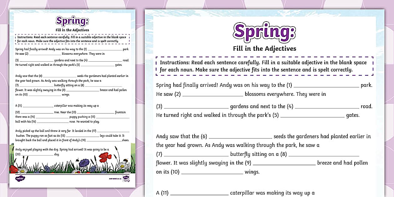 * NEW * Intermediate Phase - Grade 4 English - Spring :Fill in the ...