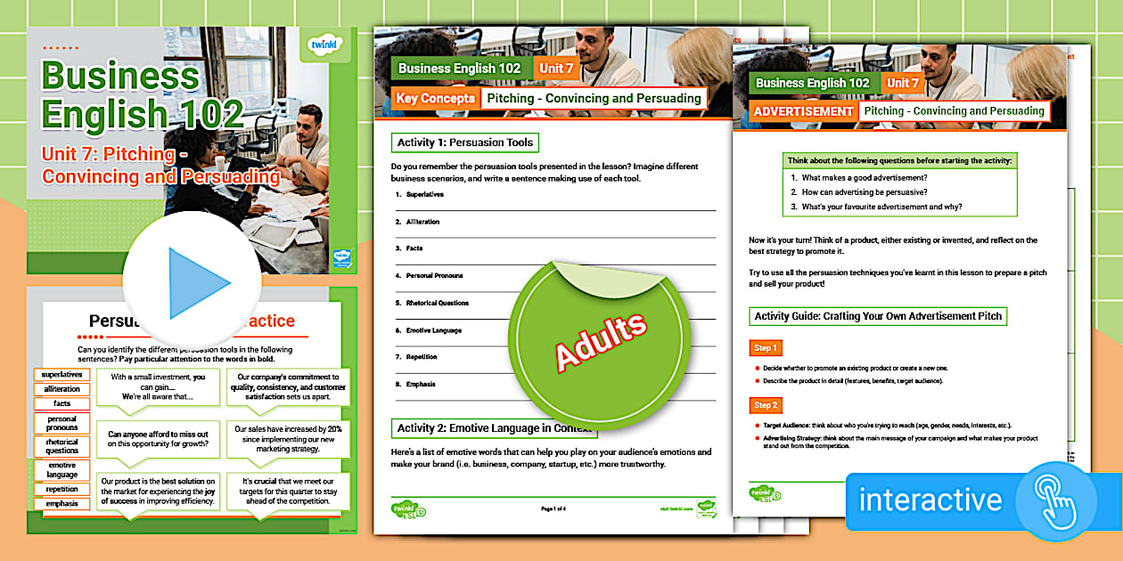 ESL Business English 102: Unit 7 (teacher made) - Twinkl