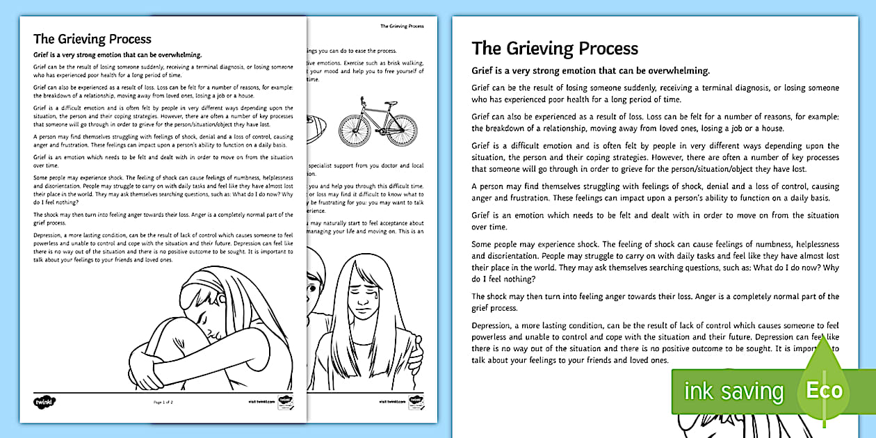 FREE! - The Grieving Process Guide for Children - Bereavement