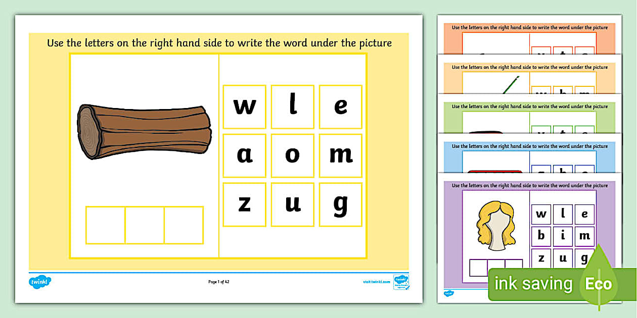 CVC Words Worksheets - English Spelling Activities