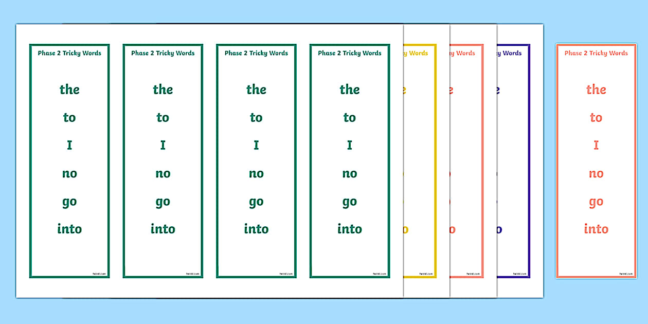 Letters and Sounds Phase 2 Tricky Words Bookmarks - Twinkl