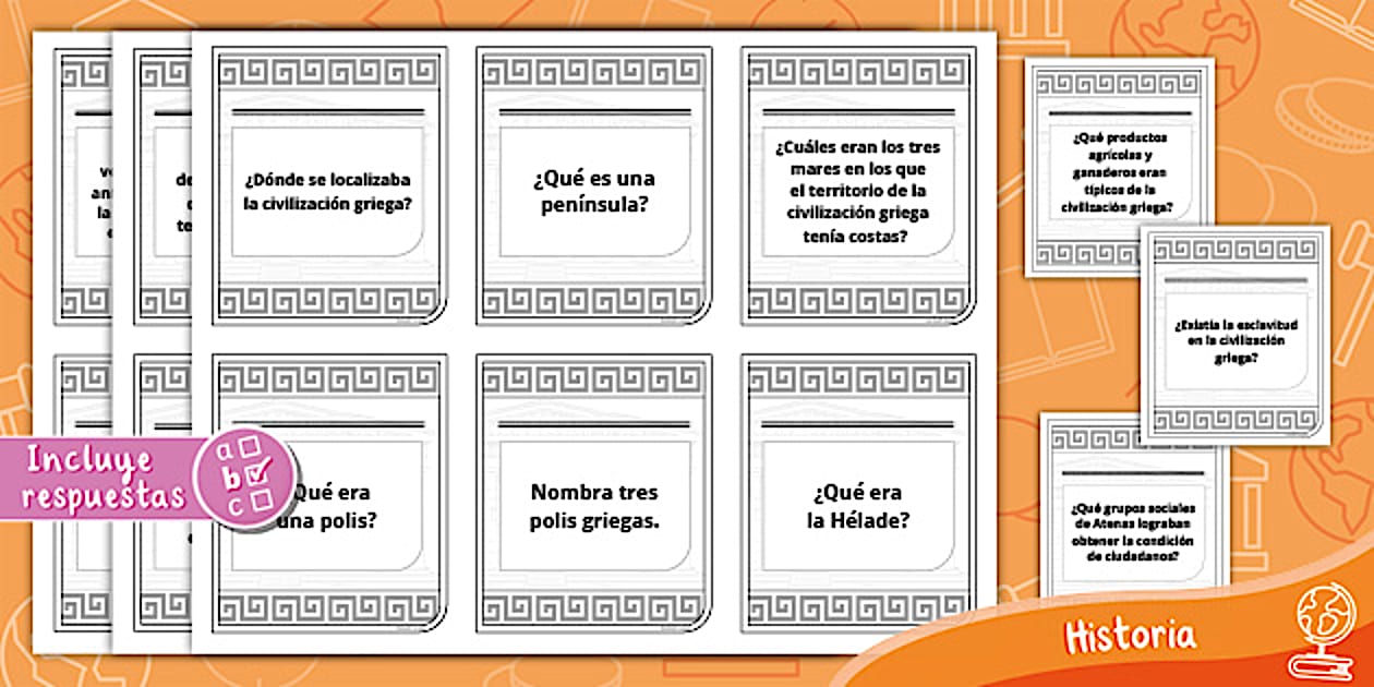 Tarjetas de Actividad | Civilización Griega | Recuperación