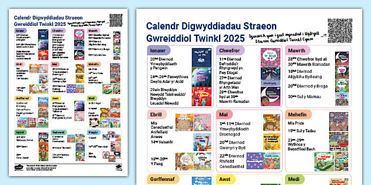 Calendr Digwyddiadau Straeon Gwreiddiol Twinkl 2025 - Twinkl