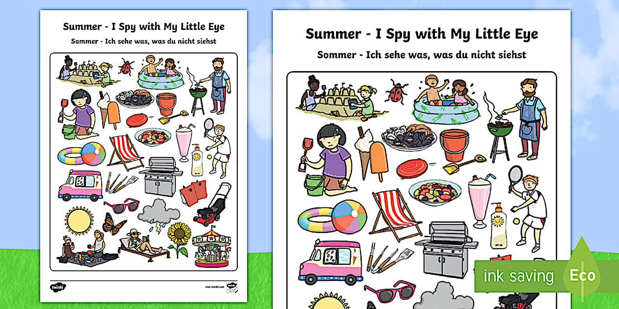 Summer Themed I Spy With My Little Eye Activity English/German - Summer ...