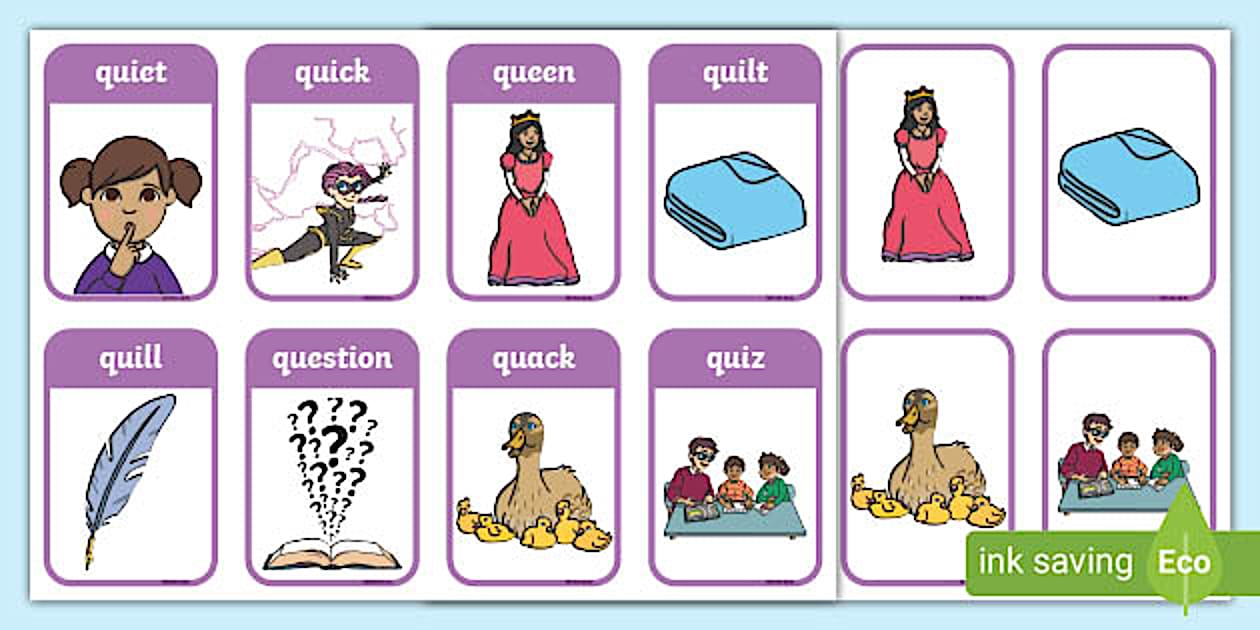 Initial 'q' Sound Playing Cards (Teacher-Made) - Twinkl