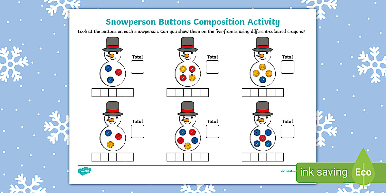 👉 Snowperson Buttons Composition of Numbers 0-5 Activity