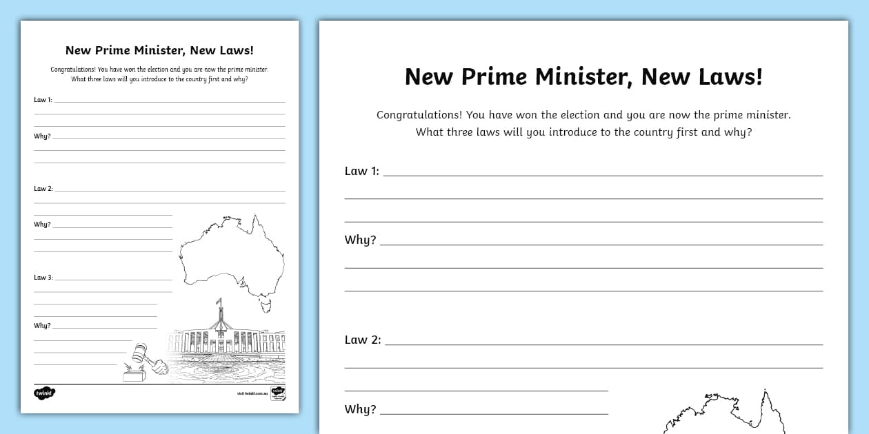 New Prime Minister New Laws Australia (teacher made)