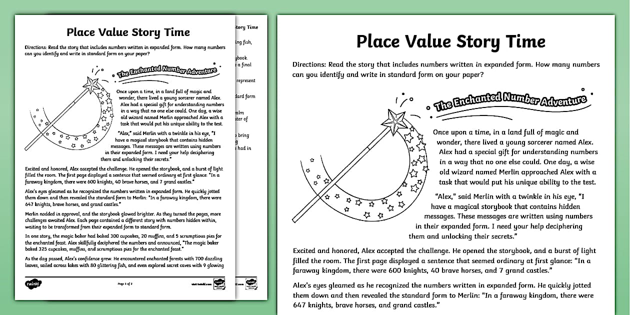 Place Value Story Time for 3rd-5th Grade (teacher made)