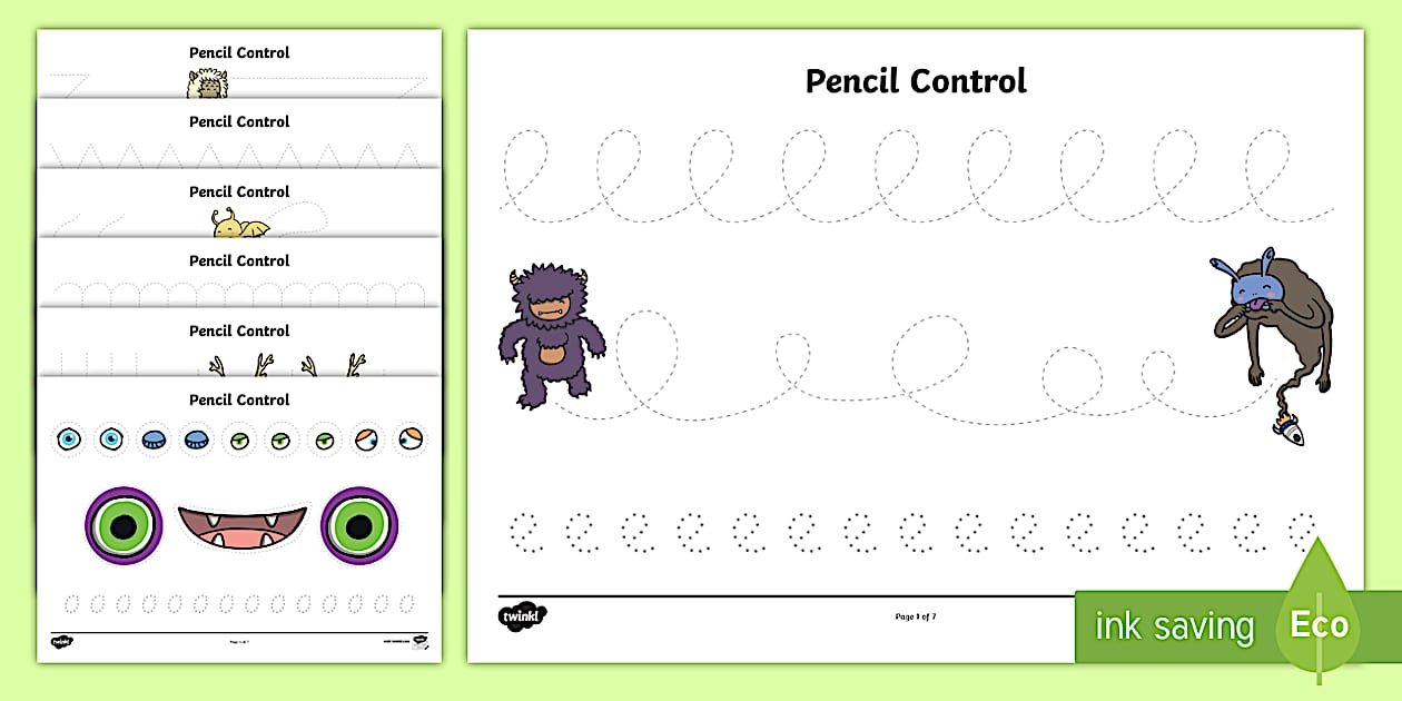 Crazy Creatures Pencil Control Worksheet / Worksheets