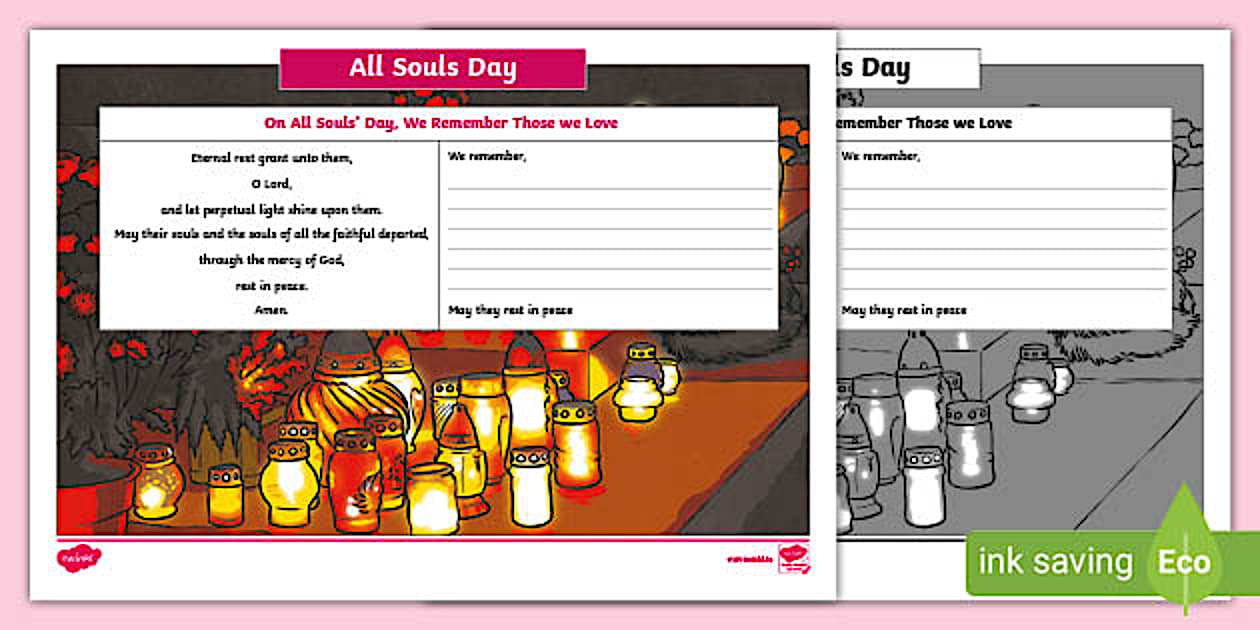 All Souls' Day Remembrance Worksheet (Teacher-Made) - Twinkl