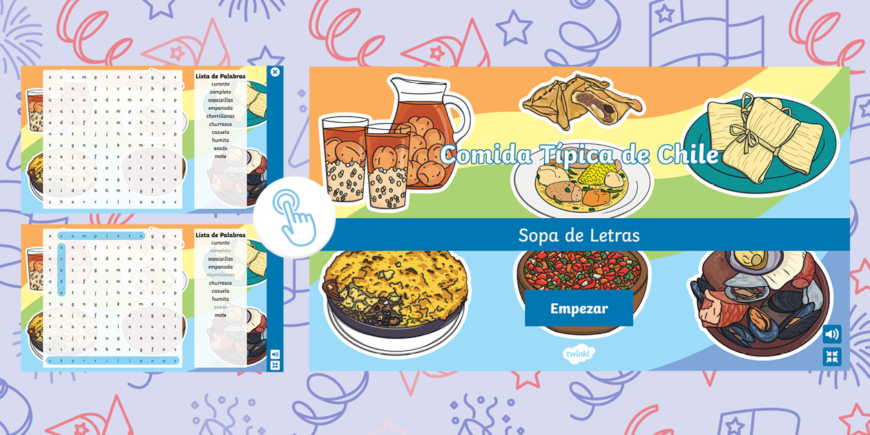Sopa de Letras Interactiva: Comida Típica de Chile