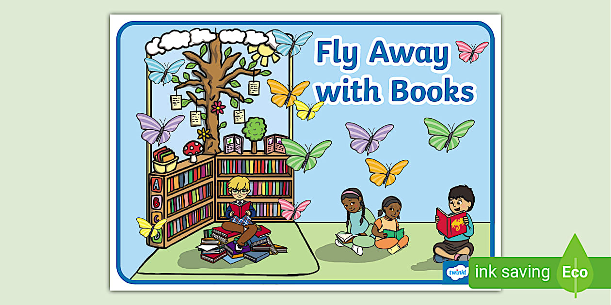 Butterfly Reading Corner Display Poster,Butterflies - Twinkl