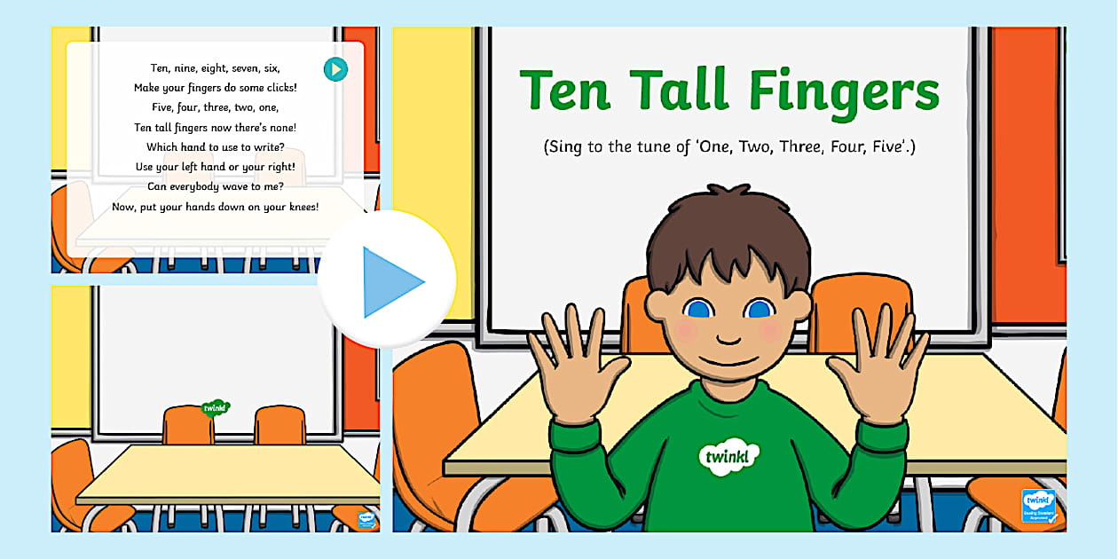 Ten Tall Fingers Song PowerPoint (teacher made) - Twinkl