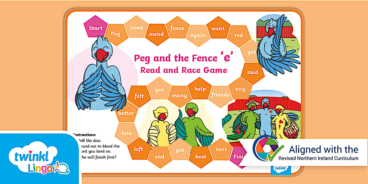 Peg and the Fence 'e' Read and Race Game (Teacher-Made)