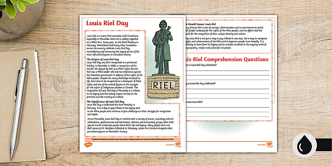 All about Louis Riel Day Reading Comprehension - Twinkl