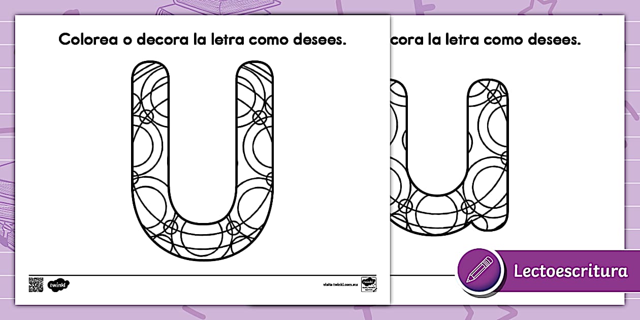 Hoja para colorear: La letra U (teacher made) - Twinkl
