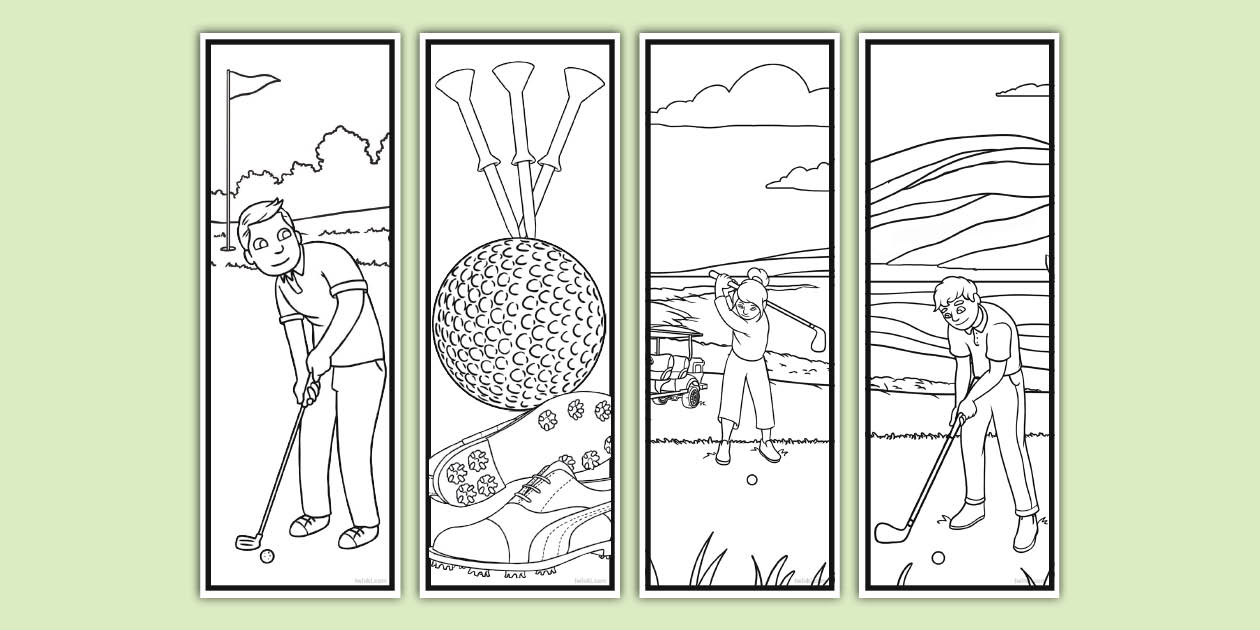 Golf Colouring Bookmarks (Teacher-Made) - Twinkl