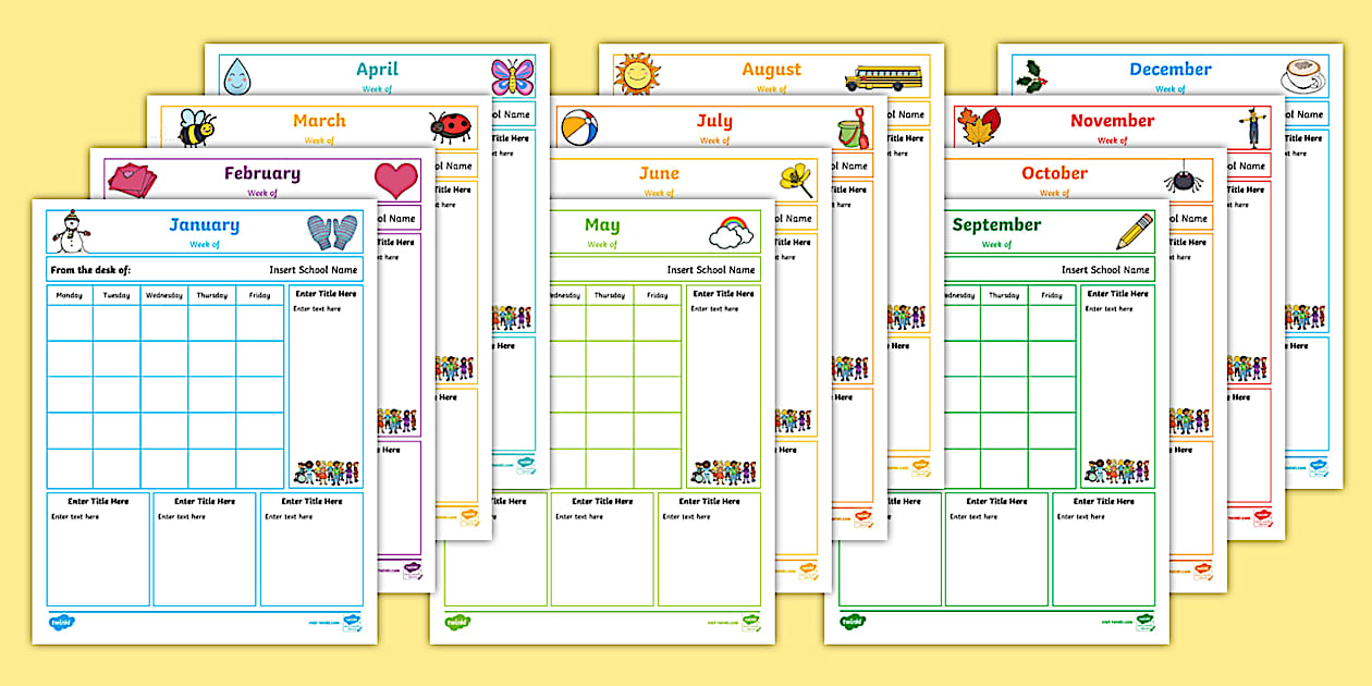 Editable Weekly Classroom Newsletter Templates - Twinkl