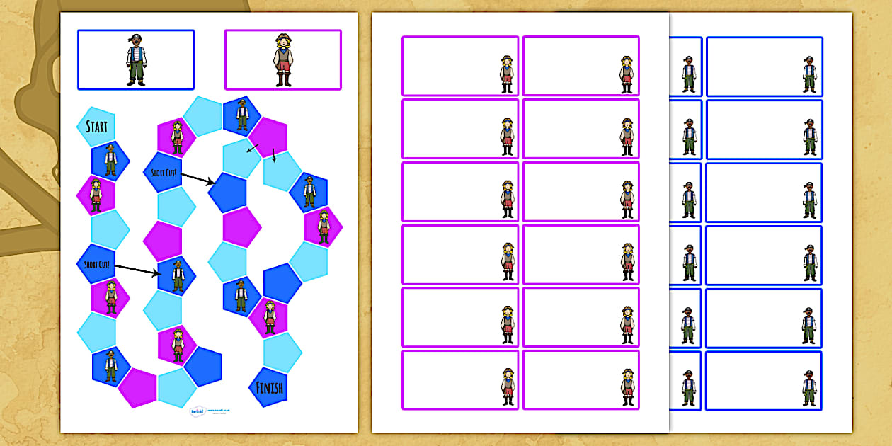 Black and White Pirate Themed Editable Board Game - Twinkl