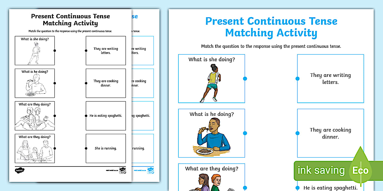 Present Continuous Tense Matching Activity (teacher made)