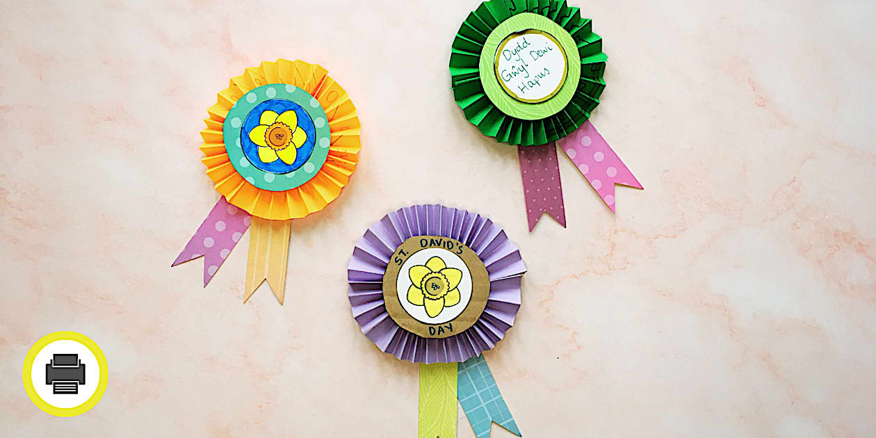 Daffodil Rosette Badges Paper Craft - St. David's Day Craft