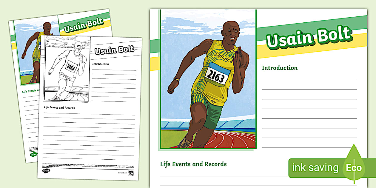 Usain Bolt Biography Template (teacher made) - Twinkl