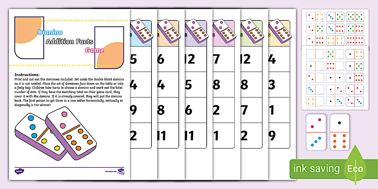 👉 Dominoes Addition Facts Game (teacher made) - Twinkl