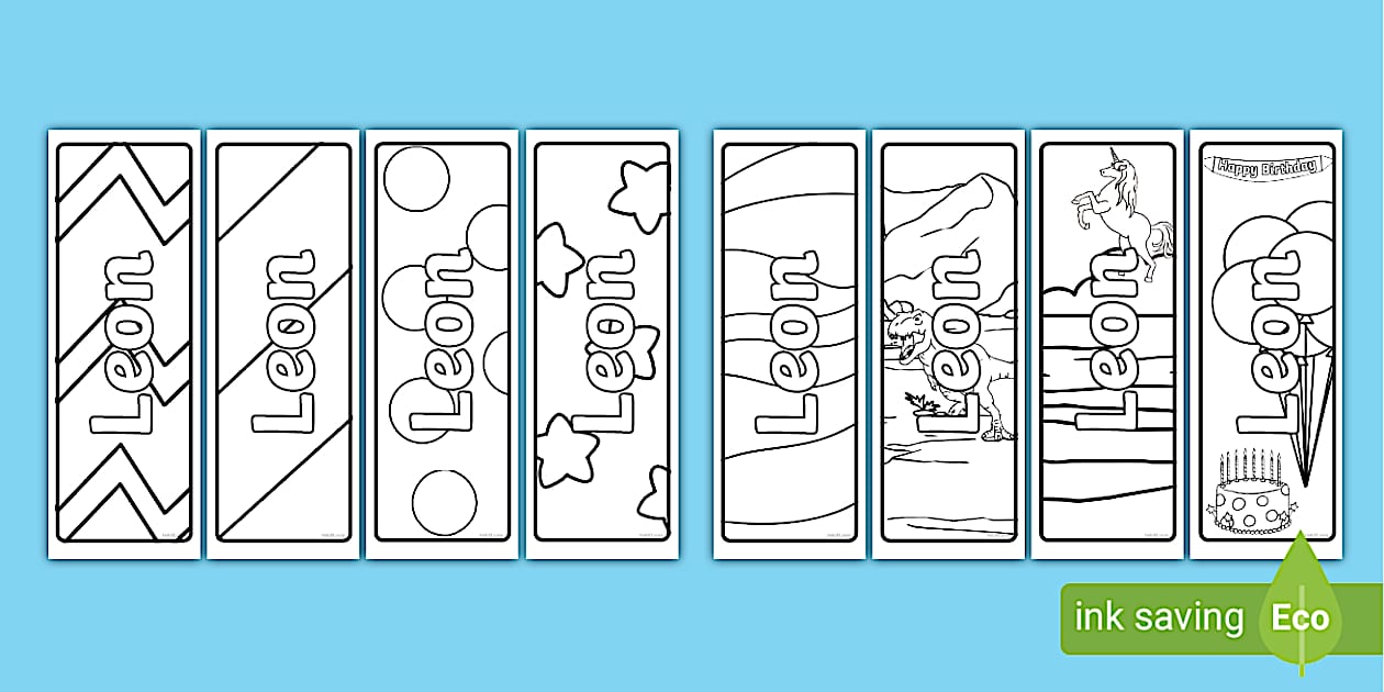 Leon Name Simple Colouring Bookmarks (Teacher-Made) - Twinkl