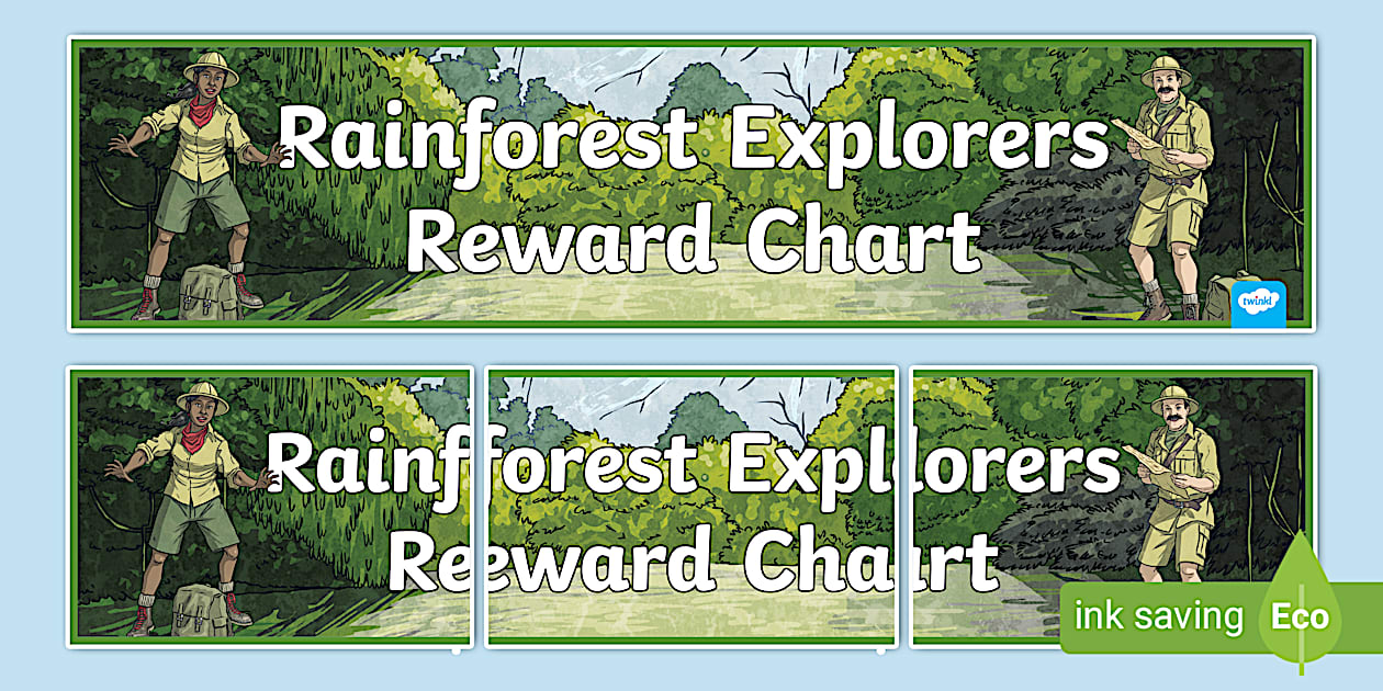 Cursive Rainforest Explorers Reward Chart Display Banner