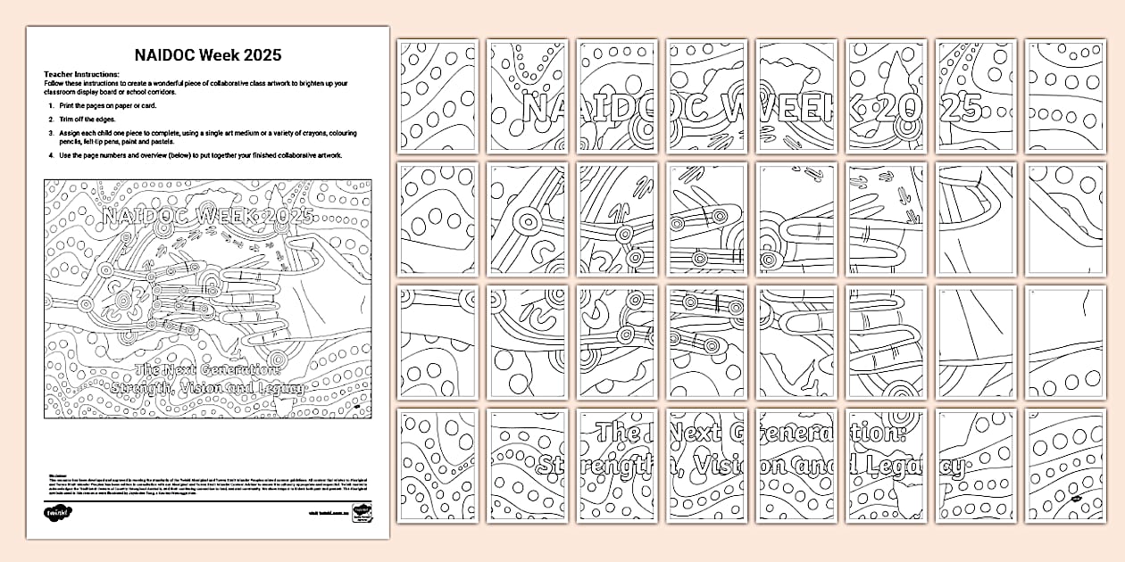 NAIDOC Week 2025 Collaborative Colouring Pages - Twinkl