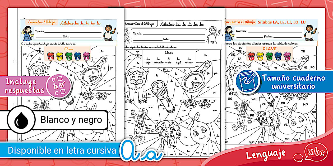 guía | cursiva | ligada | sílabas | letra L | Lenguaje