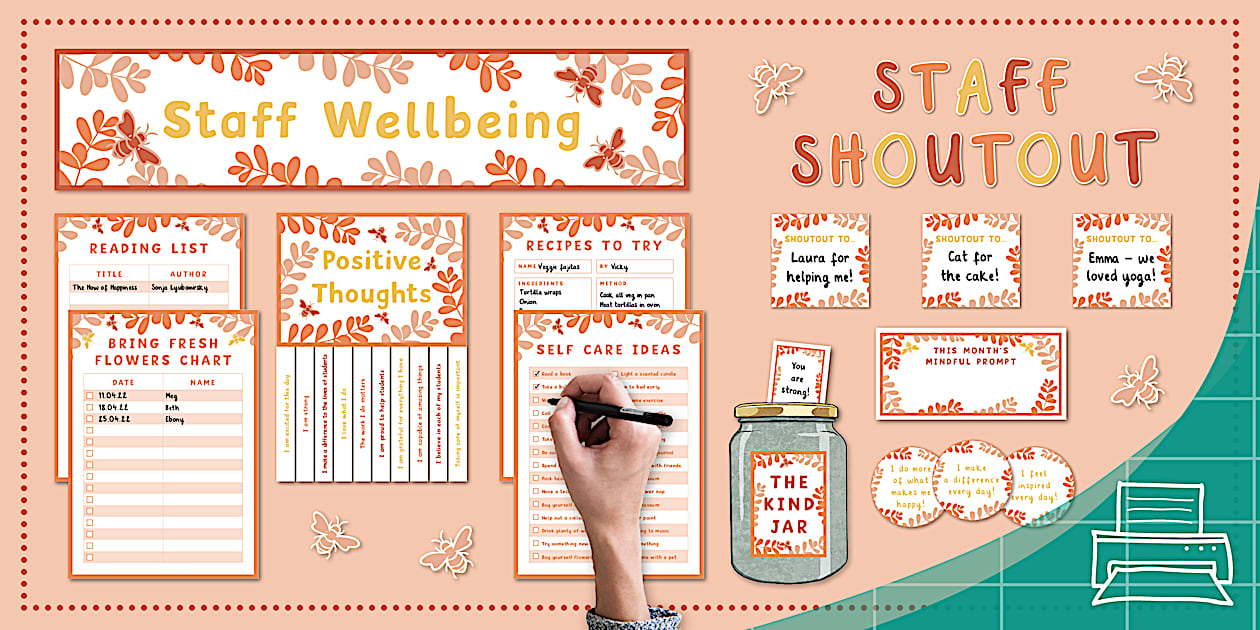 Staff Wellbeing Display Pack | Buzzing Bees (teacher made)