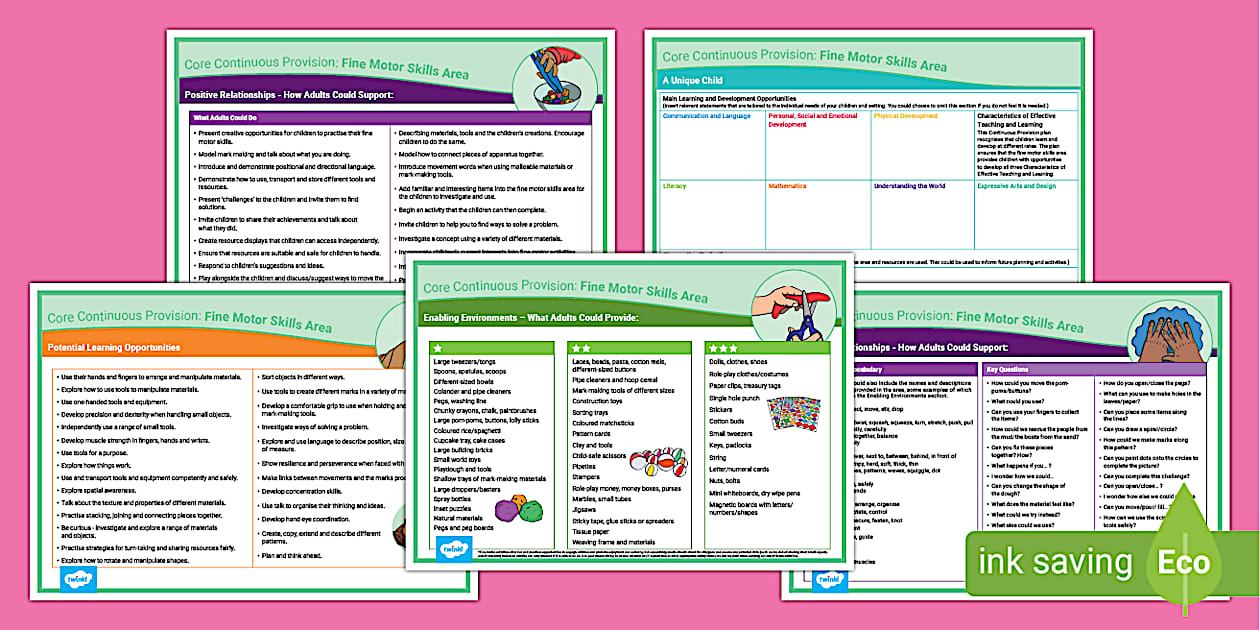 EYFS Fine Motor Skills Continuous Provision Poster Ages 3-5