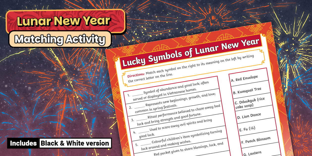 Lucky Symbols of Lunar New Year Matching Activity
