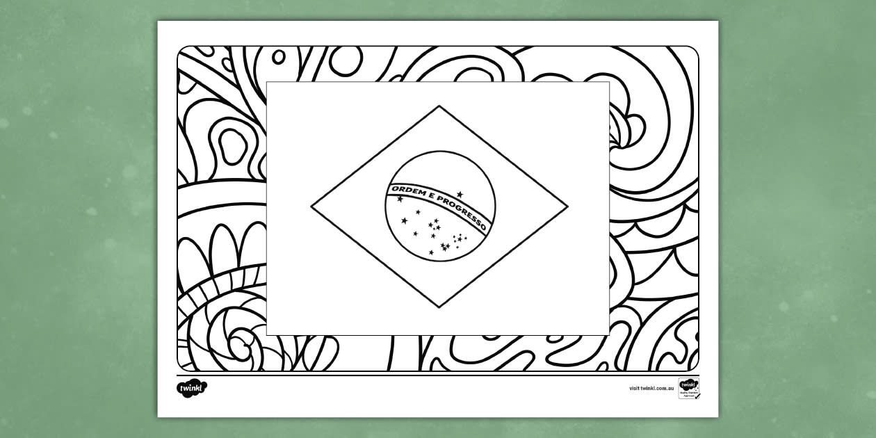 Brazil Flag Mindfulness Colouring Sheet (teacher made)