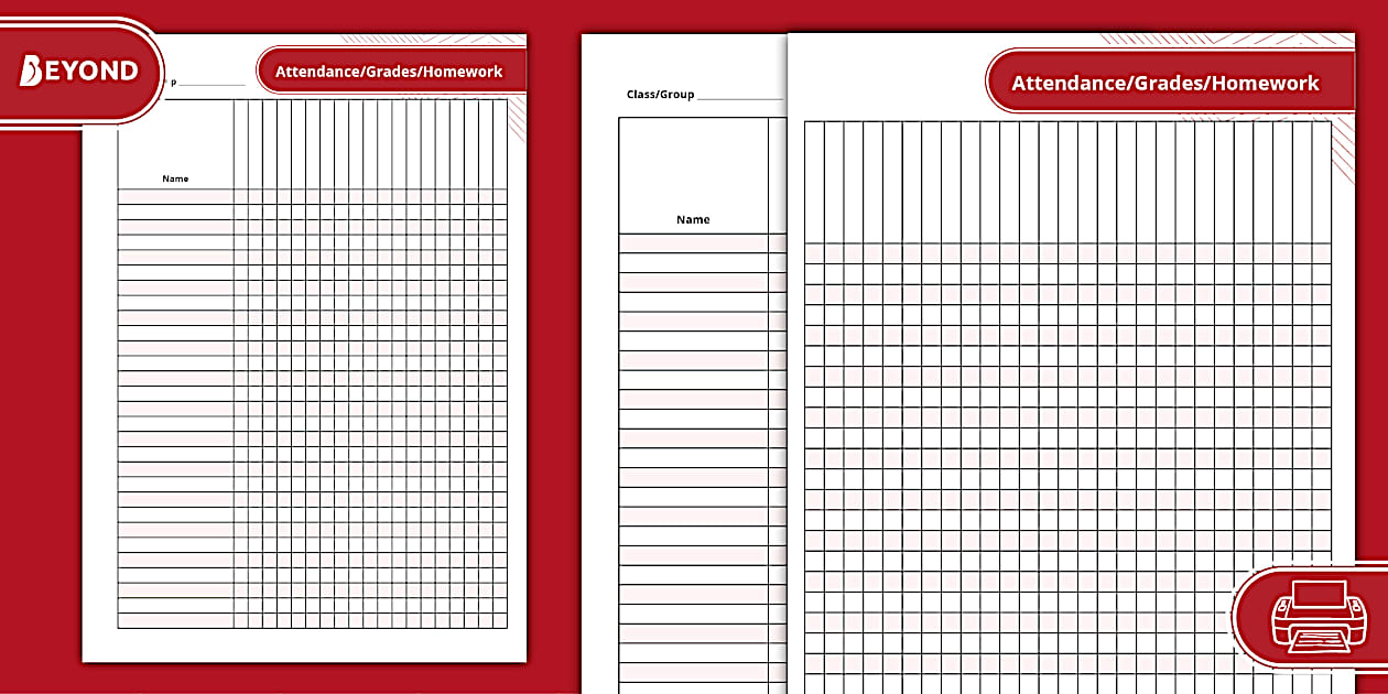 Beyond | Attendance/Grades/Homework (teacher made) - Twinkl