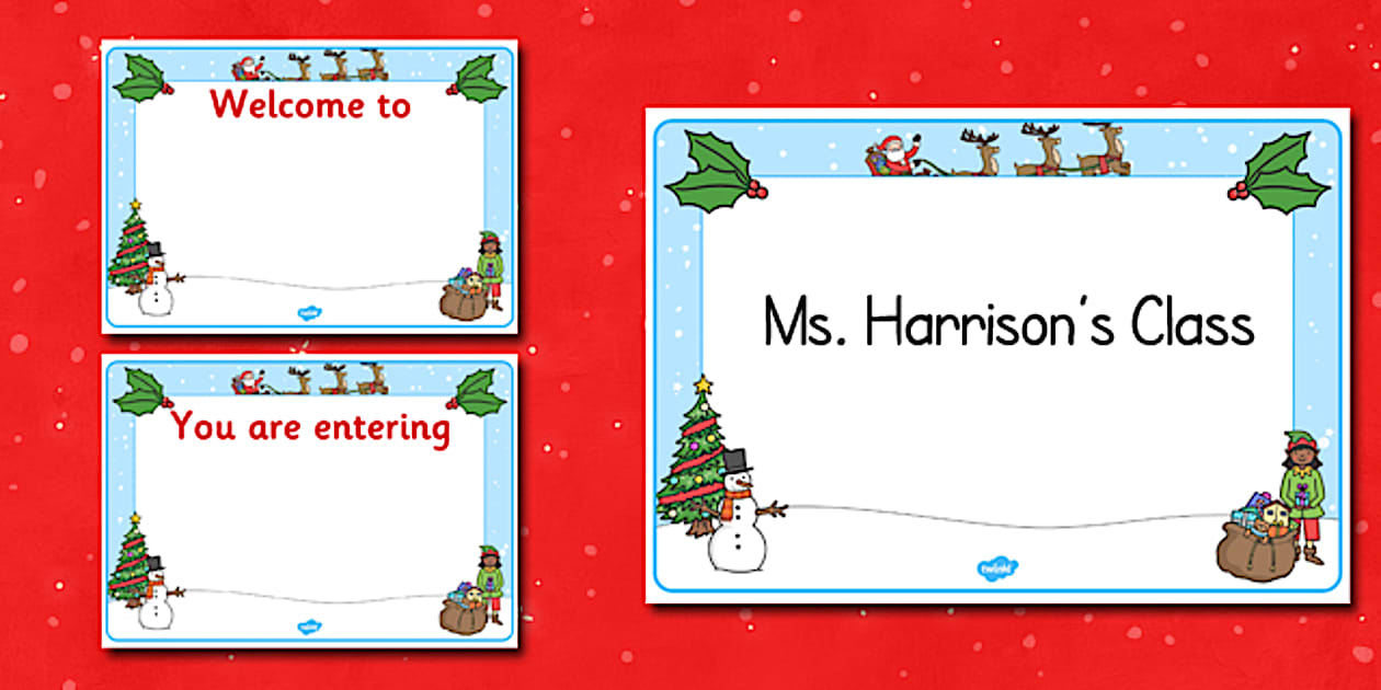 👉 Christmas Editable Class Welcome Door Signs