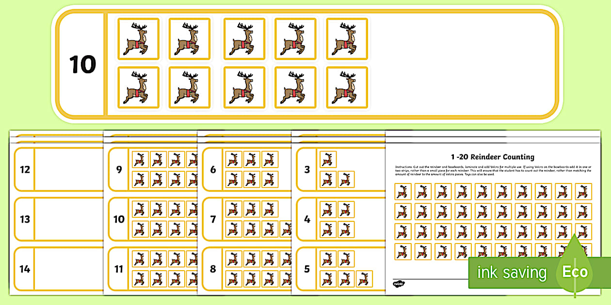 Workstation Pack: 1 - 20 Reindeer Counting Activity Pack