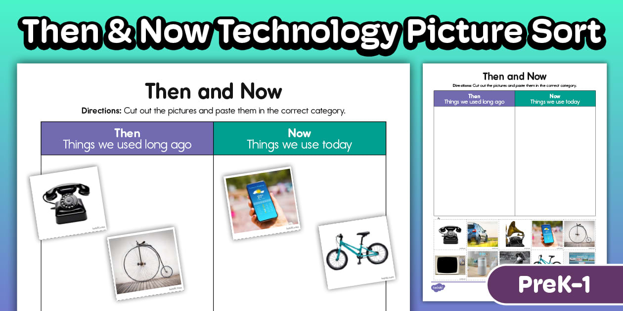 Then and Now: Technology Picture Sort for PreK-1st Grade