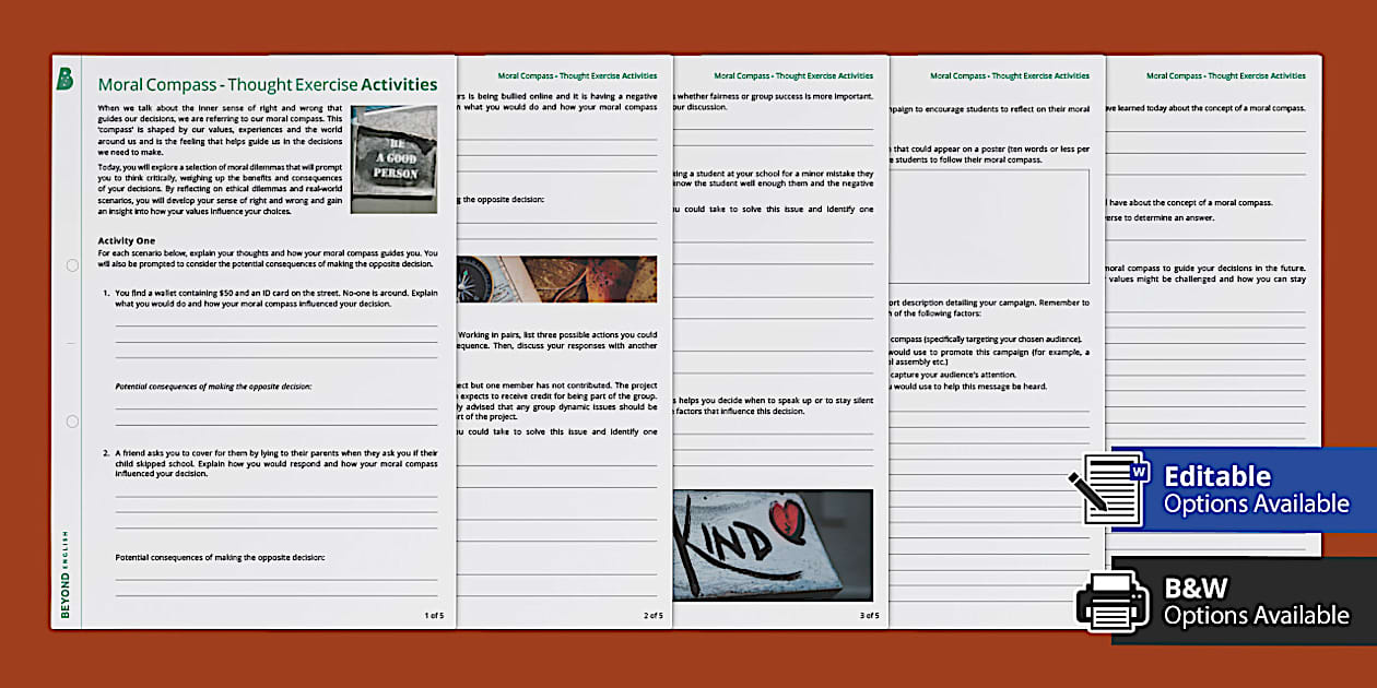 Moral Compass - Thought Exercise Activities - Twinkl