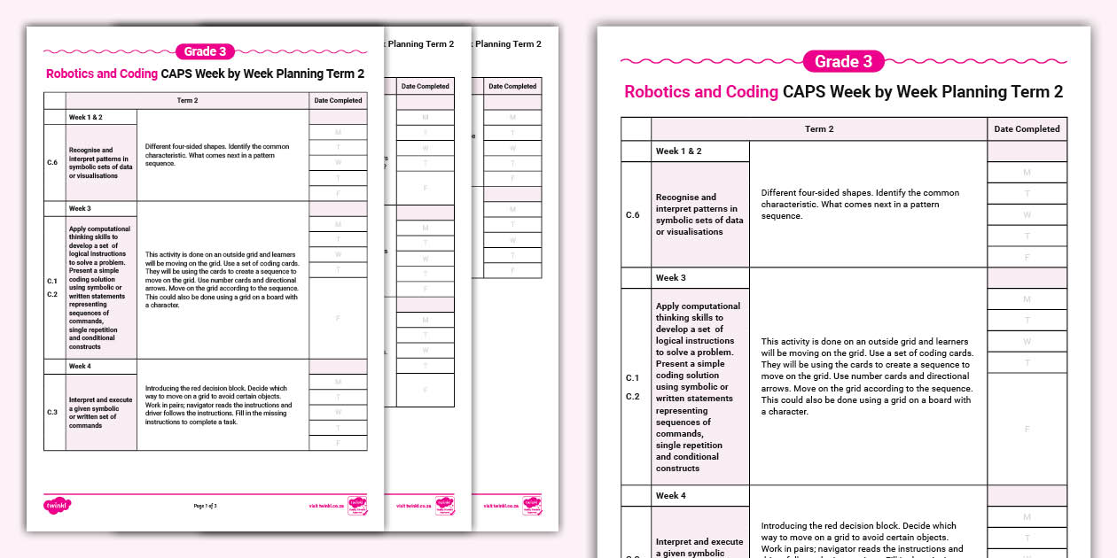 Robotics and Coding Planning Week by Week Grade 3 Term 2