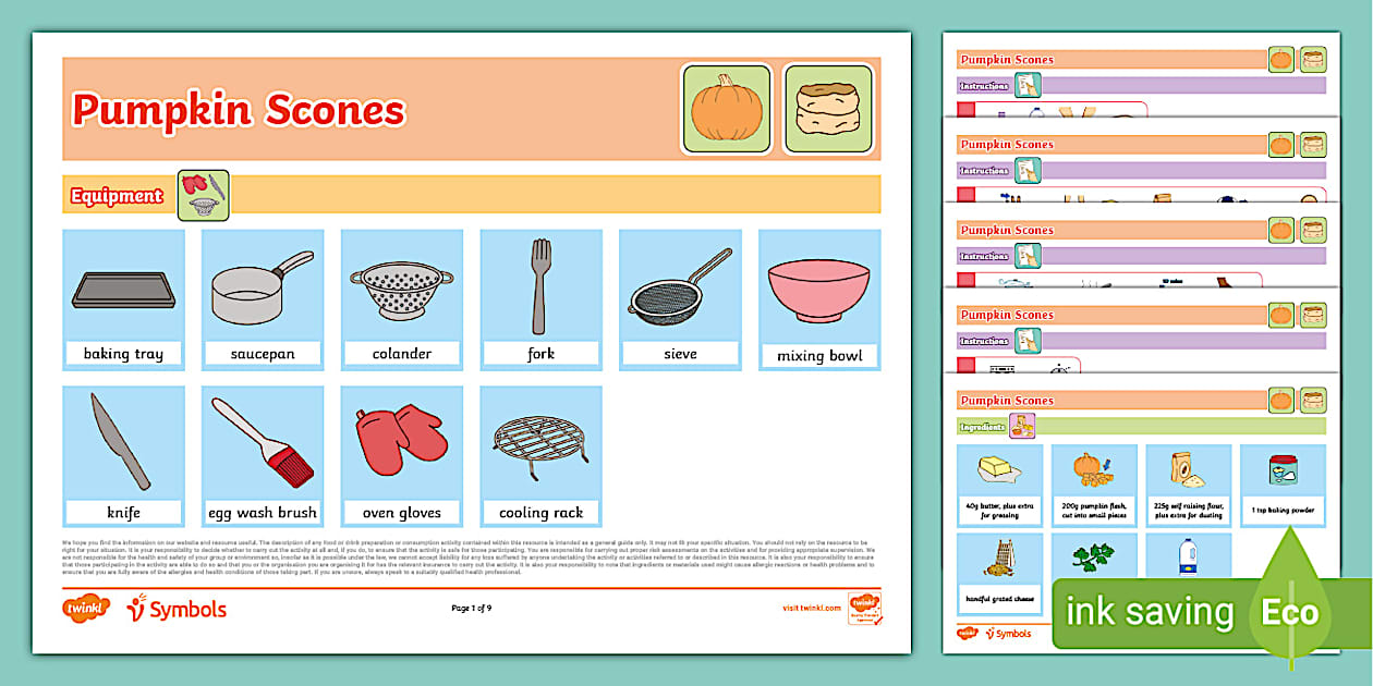 Twinkl Symbols: Pumpkin Scones Recipe (teacher made)