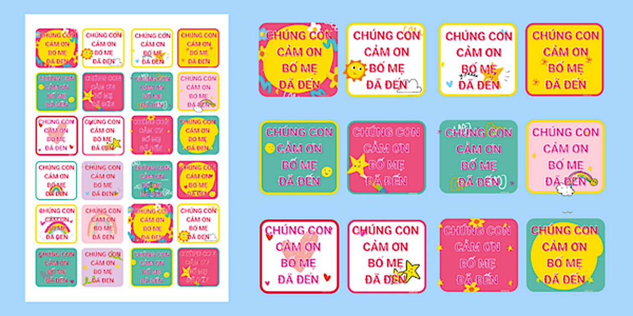 Sticker hoặc Tem Dán Trang Trí Ngày Họp Phụ Huynh