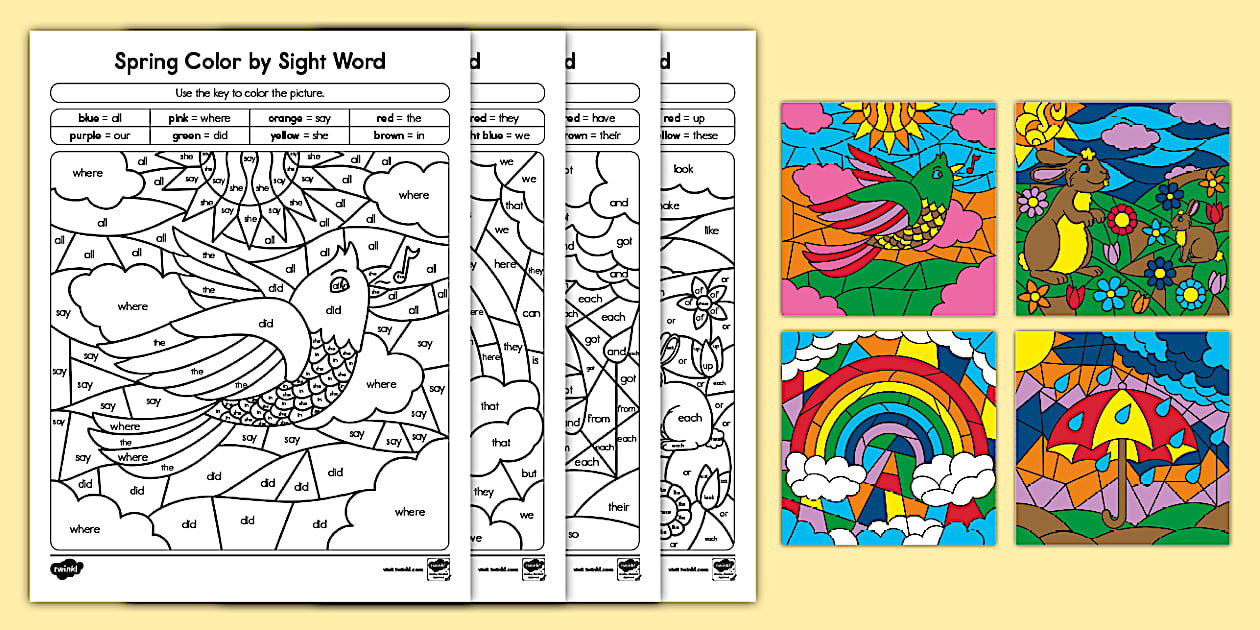 Spring Color by Sight Word I High-Frequency Words - Twinkl