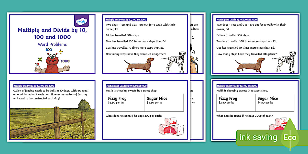 Multiplication and Division Word Problem Challenge Cards