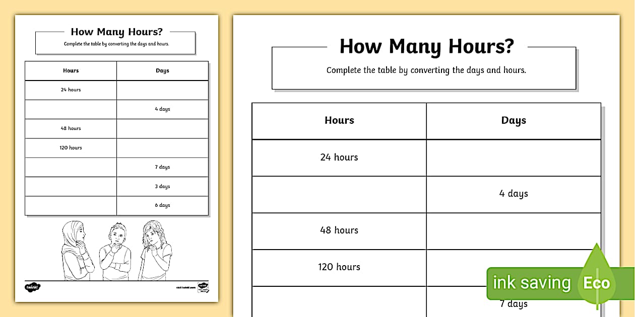 👉 How Many Hours? Activity Sheet (teacher made) - Twinkl