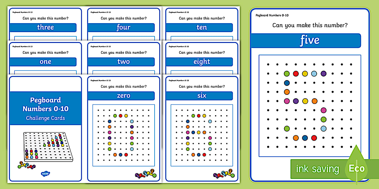 Number Formation Games - Pegboard Numbers 0 – 10 - Twinkl